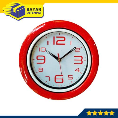 Jual Jam Dinding Tempel Tembok Dingding Polos Warna D25 MERAH Analog ...