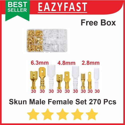 Jual Skun Kabel Gepeng Male Female Set 270 Sekun Terminal Kuningan ...