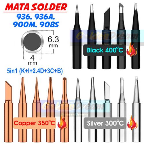Jual Set 5in1 Mata Solder Station 936 936A 937 900M 908S Ujung Tip Head 5 - SILVER head - Kota ...