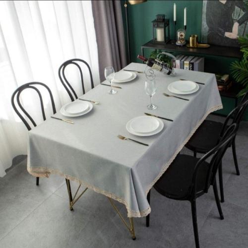 Jual [CUSTOM] Taplak Meja Makan Renda 6 kursi - Kain Katun OXFORD Polos ...