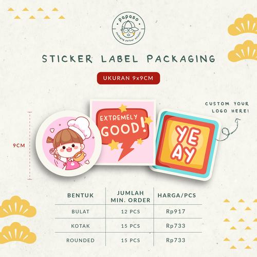 Jual Sticker Label 9x9cm/Stikcer Kemasan Makanan/Sticker Bulat Kotak ...