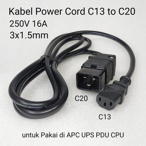 Jual Kabel C13 to C20 Power Cord CPU UPS RT PDU APC IEC320 3x1.5mm 250V ...
