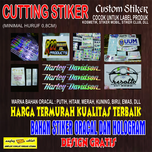 Jual Sticker Cutting Custom Bahan Oracal dan Hologram dan Print and Cut ...