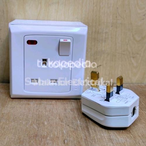 Jual stop kontak AC MK 52657 WHI stop kontak AC saklar steker AC kaki 3 ...