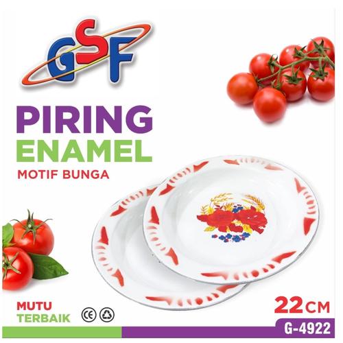 Jual GSF Piring Seng 22 cm Piring Enamel Piring Jadul Motif Bunga 6 Pcs ...