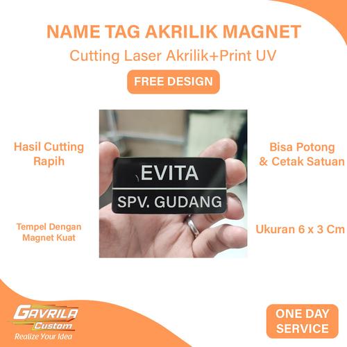 Jual Custom Name Tag Dada / Pin Dada Magnet Akrilik 2 MM Murah 6 x 3 Cm ...