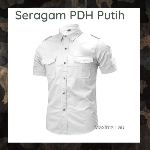 Jual Jual Kemeja PDH Putih Polos Pria Lengan Pendek Bahan Katun Drill ...
