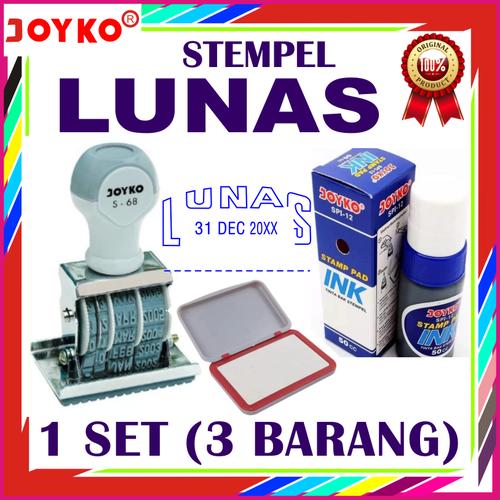 Jual STEMPEL JOYKO TYPE LUNAS TINTA BAK SETEMPEL 1SET (3BARANG) KANTOR ...