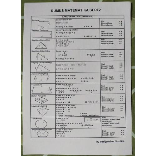 Jual TABEL RUMUS MATEMATIKA SERI 2 - Jakarta Selatan - MOZAQI shop ...