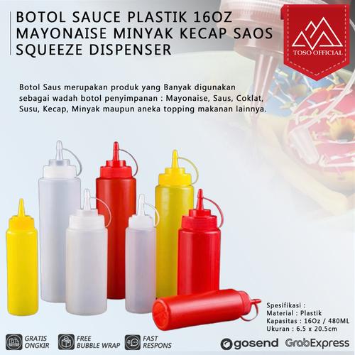 Jual BOTOL SAUCE PLASTIK 16OZ MAYONAISE MINYAK KECAP SAOS SQUEEZE ...