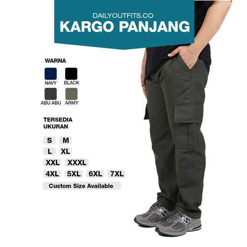 Promo Daily Outfits - Celana Panjang Pria Cargo Canvas Hijau Army Premium - Army, M - Kota ...