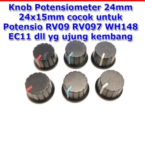 Jual Knob potensio meter tutup potensio kenob kenop knop 24x15mm 24mm ...