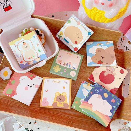 Jual STICKY NOTE BEAR AESTHETIC MEMO PAD CARTOON CUTE KAWAII - Toast ...