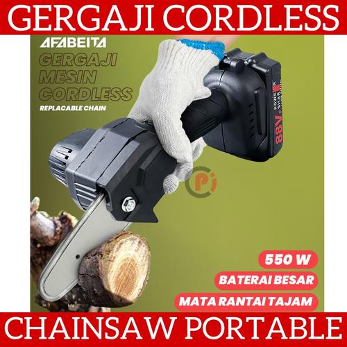 Jual Gergaji Mesin Cordless Baterai Portable Chainsaw 550 W Model ...