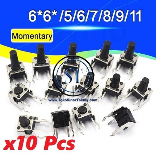 Jual x10 Tact Switch Siku Push Button 2 Pin Right Angle 6x6x5/7.5/9/11m ...