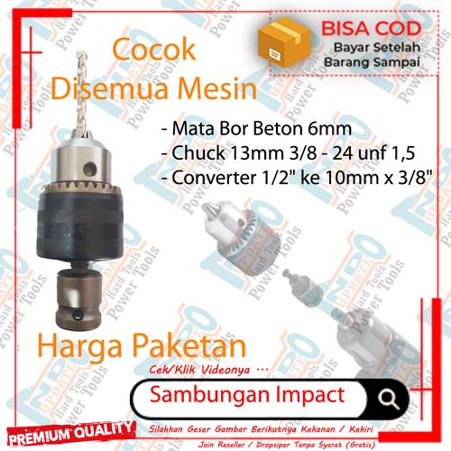 Jual Adaptor Kepala bor 10mm Inpek Impact 1/2" Mata 6mm Drat Chuck ...