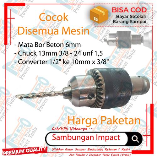 Jual Adaptor Kepala bor 10mm Inpek Impact 1/2" Mata 6mm Drat Chuck ...