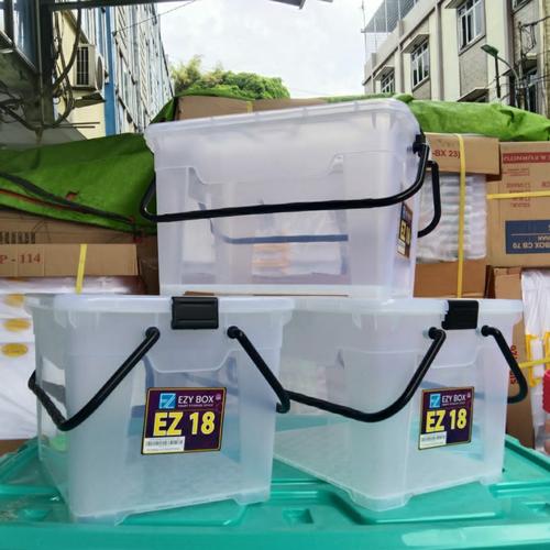 Jual Container Box Ezy Cb 18 liter Transparan/Bening/Pure Dengan Handle ...