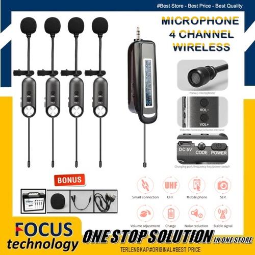 Jual Mic Microphone Wireless 4 orang Mic UHF 4 Channel Mic Imam - Model ...