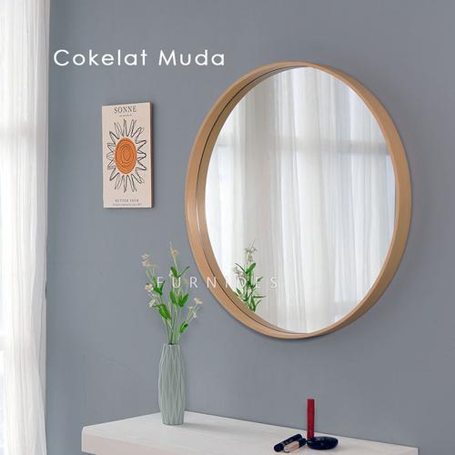 Jual Cermin Bulat Diameter 80 cm | Frame PLYWOOD Motif Kayu - Cokelat ...