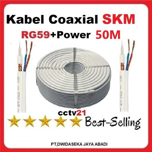 Jual SKM KABEL COAXIAL CCTV 50M RG59+Power DC Tarik Gambar 300M Hasil ...