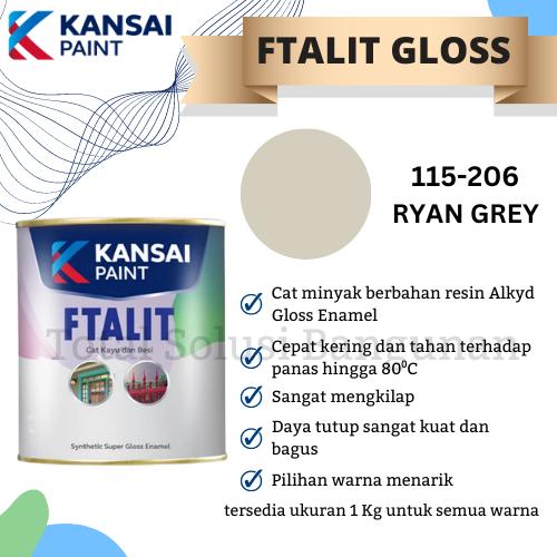 Jual Cat Besi dan Kayu FTALIT Gloss ukuran 1KG Ryan Grey - 206 - Kota ...