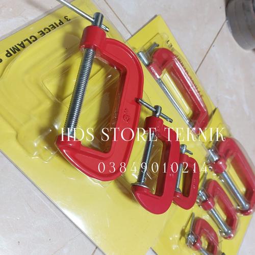 Jual Clamp C Set 3 pcs Clam Penjepit Catok Besi Kayu Penjepit Sepatu ...
