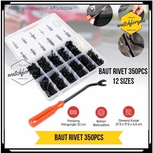 Promo BAUT RIVET MOBIL CAR UNIVERSAL SET PLASTIK PUSH PIN CLIP + OBENG ...