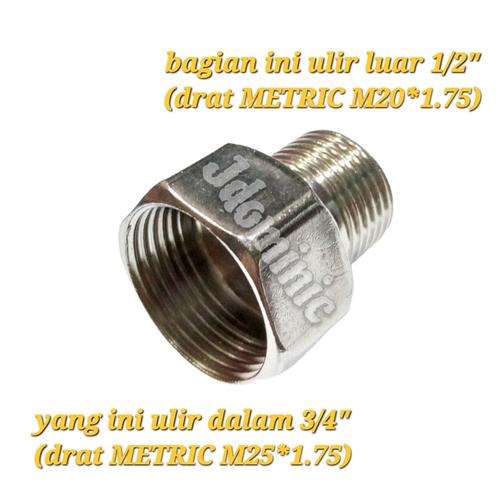 Jual konverter drat luar laki 3/4 ke 1/2 ulir dalam cewek METRIC ...