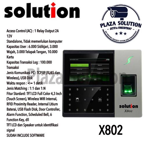Jual Fingerprint SOLUTION X802 mesin absensi - Kota Makassar - Plaza ...