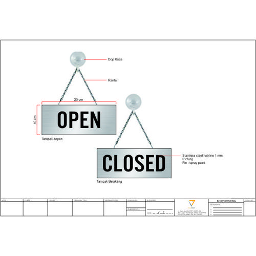 Jual Signage OPEN CLOSE Material Stainless 2 sisi Uk. 25cm x 10cm ...