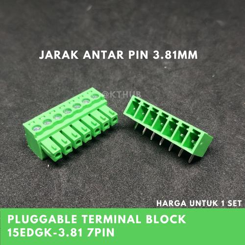 Jual 15EDGK 7P Terminal block blok pluggable konektor siku 3.81mm 3.81 ...
