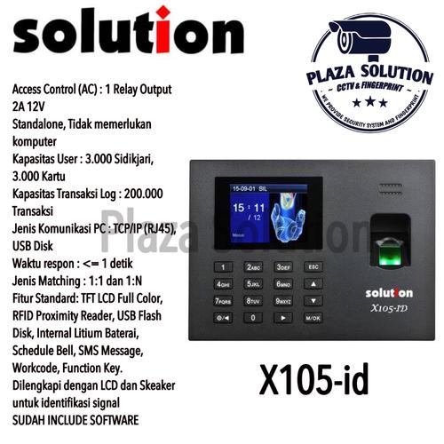 Jual Fingerprint SOLUTION X105-ID mesin absensi - Kota Makassar - Plaza ...