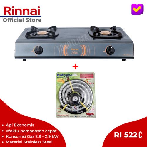 Jual RINNAI Kompor Gas 2 Tungku RI-522C - Hitam Teflon 522C - RI 522 C ...