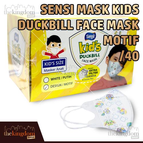 Jual Sensi Mask Kids Duckbill Face Mask White /40 3Ply Masker Debu ...