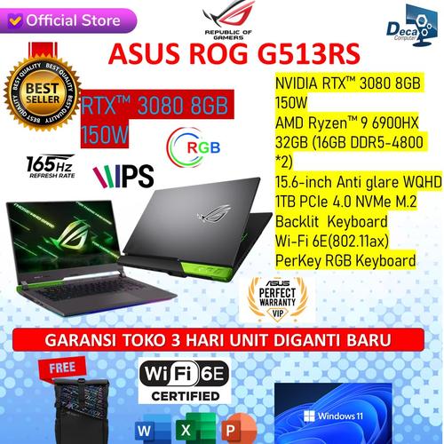 Promo ASUS ROG Strix G15 G513RS RTX3080 RYZEN 9 6900HX 32GB 1TB SSD 15 ...