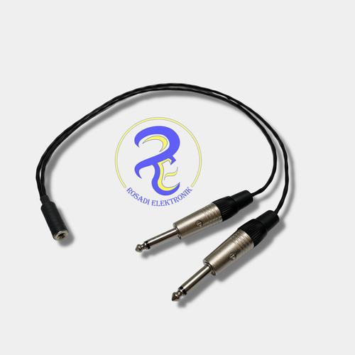 Jual y splitter cable 2 akai mono 6.5mm to 1 mini stereo aux female 3 ...