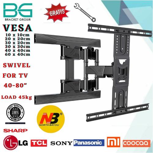 Jual Bracket tv bracket swivel 80 75 70 65 60 55 50 43 40 INCH NORTH ...