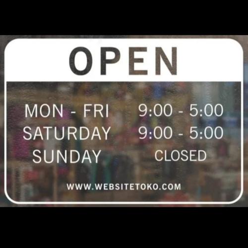 Jual stiker kaca jam buka operasional hour open close - Kota Surabaya ...
