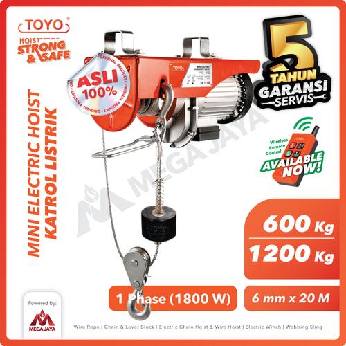 Promo Mini Electric Hoist / Katrol Listrik 600/1200 Kg x 20 Meter TOYO ...