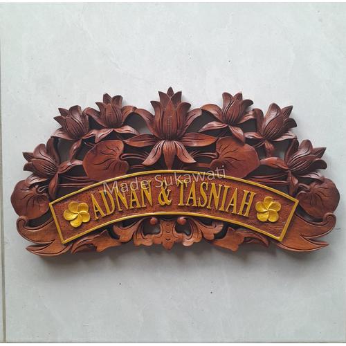 Jual Papan nama dinding bunga teratai kerajinan ukiran kayu hiasan ...