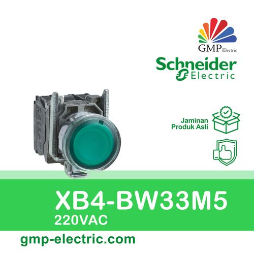 Jual XB4BW33M5 Schneider Green Flush Pushbutton 22mm 1NO+1NC 220-240VAC ...