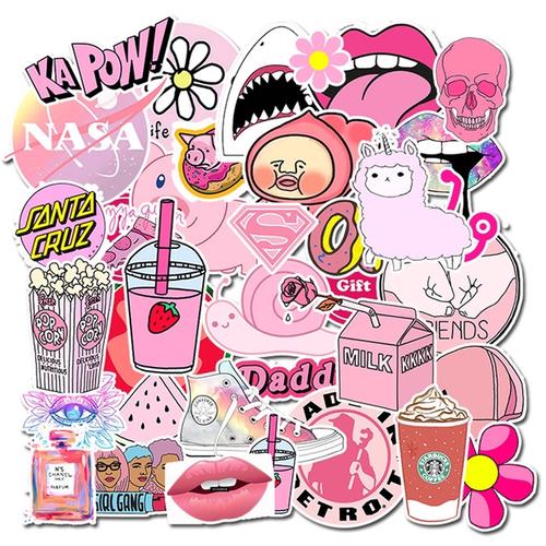 Jual Stiker Koper Desain Warna Pink Campuran Cute Type B - Jakarta ...