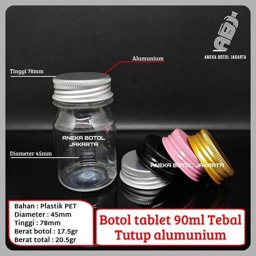 Jual Botol tablet kapsul 90 ml bulat tutup alumunium - Pink, Bubble ...