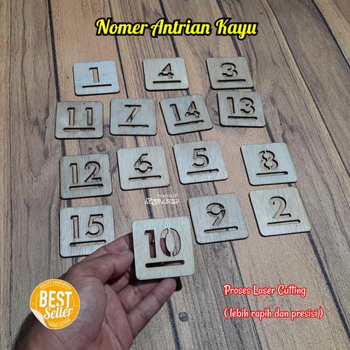 Jual Nomer Antrian Meja Pesanan Kayu / Sign Penanda Nomor Urut Cafe ...