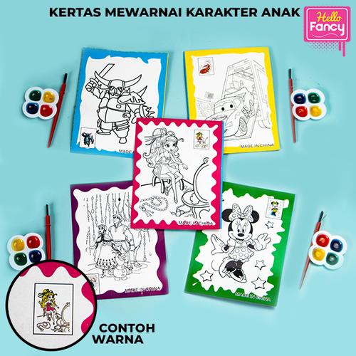 Jual Kertas Mewarnai Cat Air Karakter Bonus Kuas Tinta Mainan Anak ...
