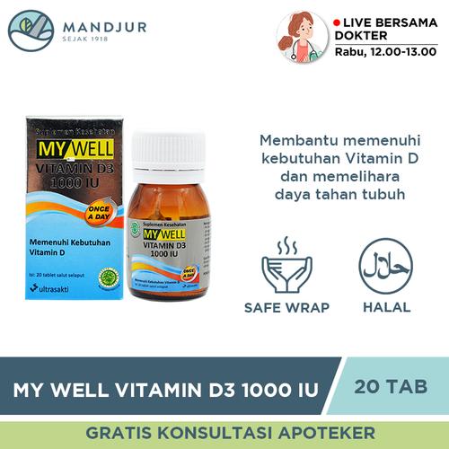 Jual My Well Vit D3 1000 IU 20 Tablet - Suplemen Vitamin D 1000 IU ...