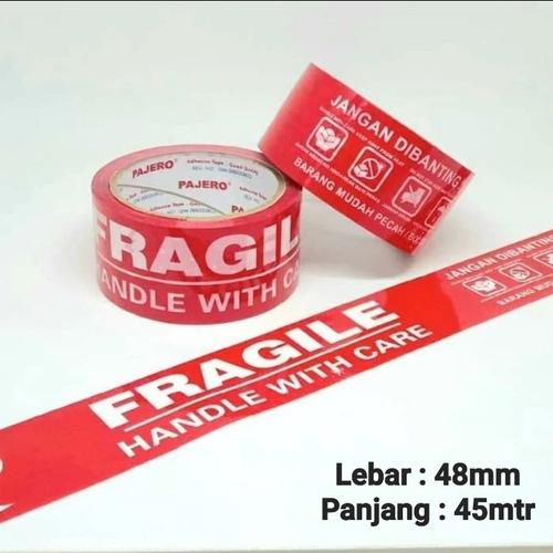 Jual Solasi OPP Lakban Merah Fragile adhesive tape / Solasi Lakban ...
