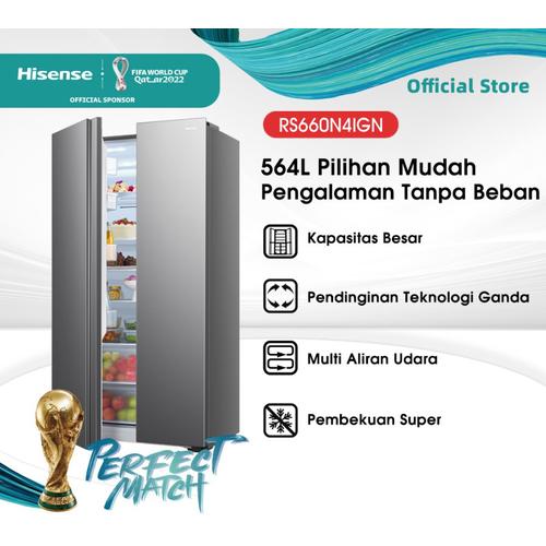 Promo KULKAS HISENSE RS 560 N4ISN LEMARI ES 2 PINTU SIDE BY SIDE Cicil ...