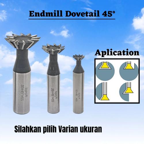 Promo endmill ekor burung 45 derajat dia 10mm 20 mm End Mill dovetail ...